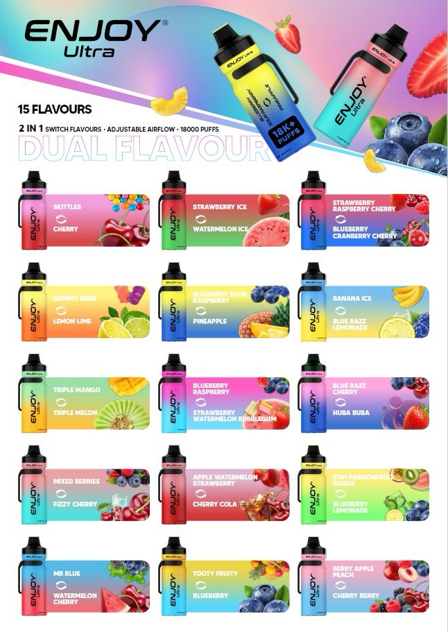 ENJOY Ultra 18k Puffs Dual Flavours Vape | Best Vapes | Vapes Wholesal